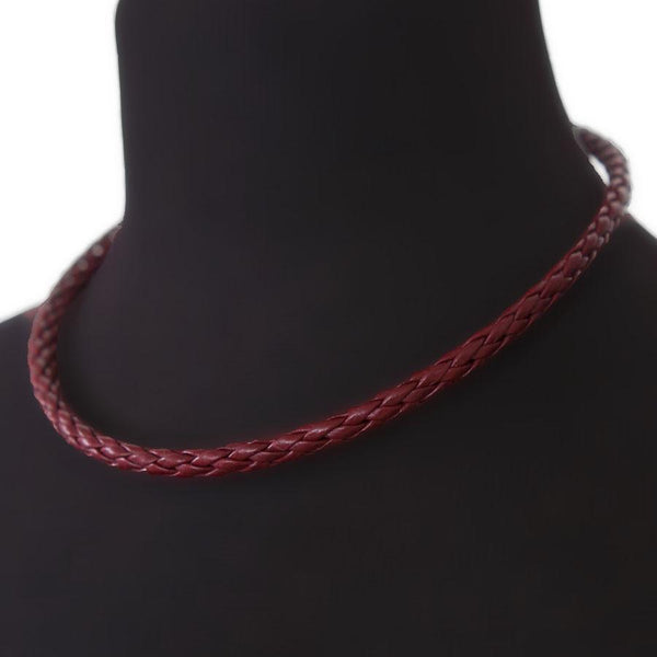 Braided Leather Choker / Burgundy Leather Necklace - Rimanchik