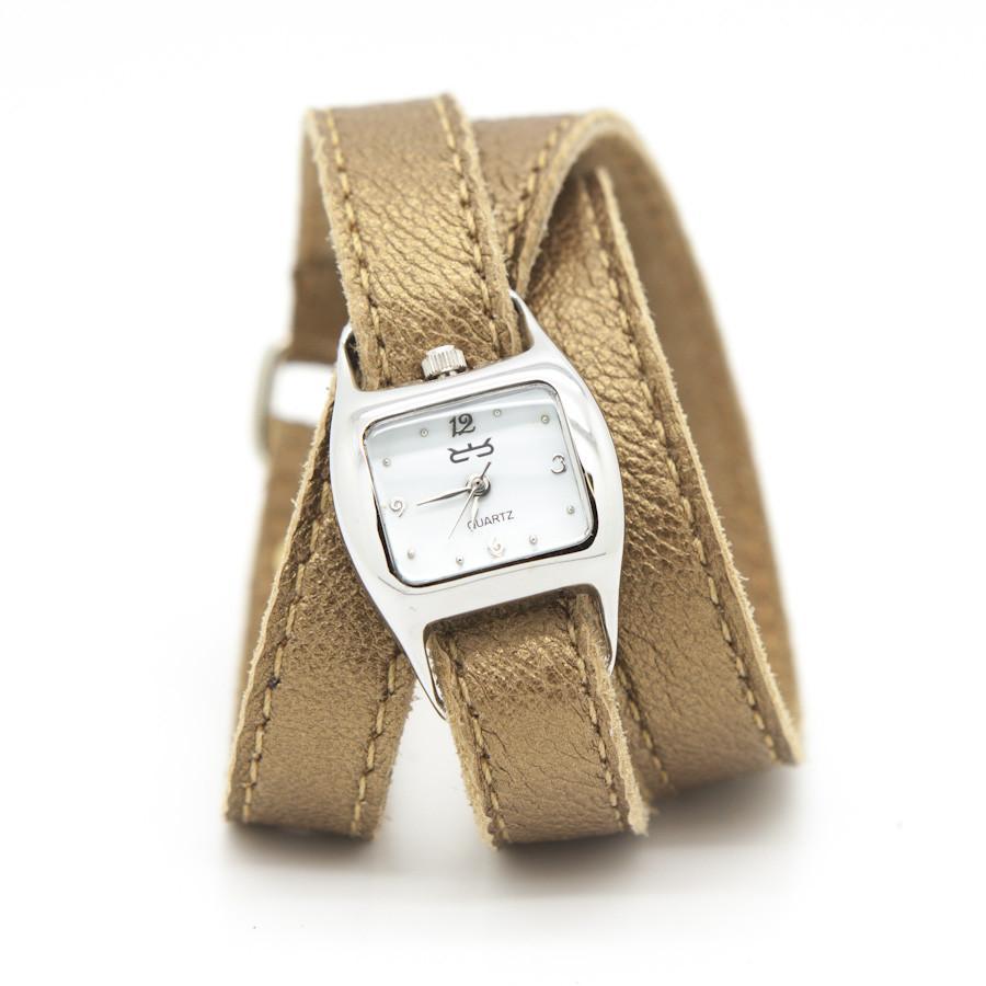 Champagne Gold Leather Wrap Watch | Rimanchik Handmade Leather