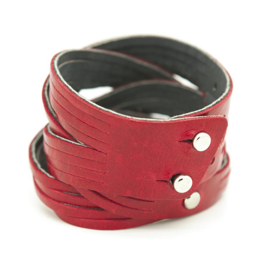 Red Leather Cuff Bracelet | Made in Canada | Rimanchik